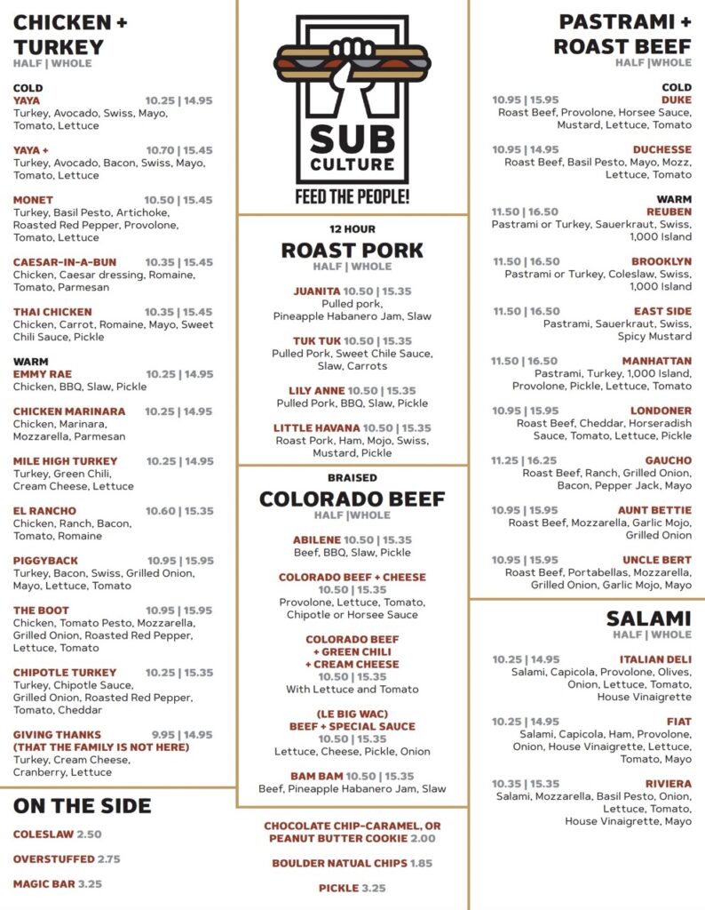 Our Menu – SubCulture